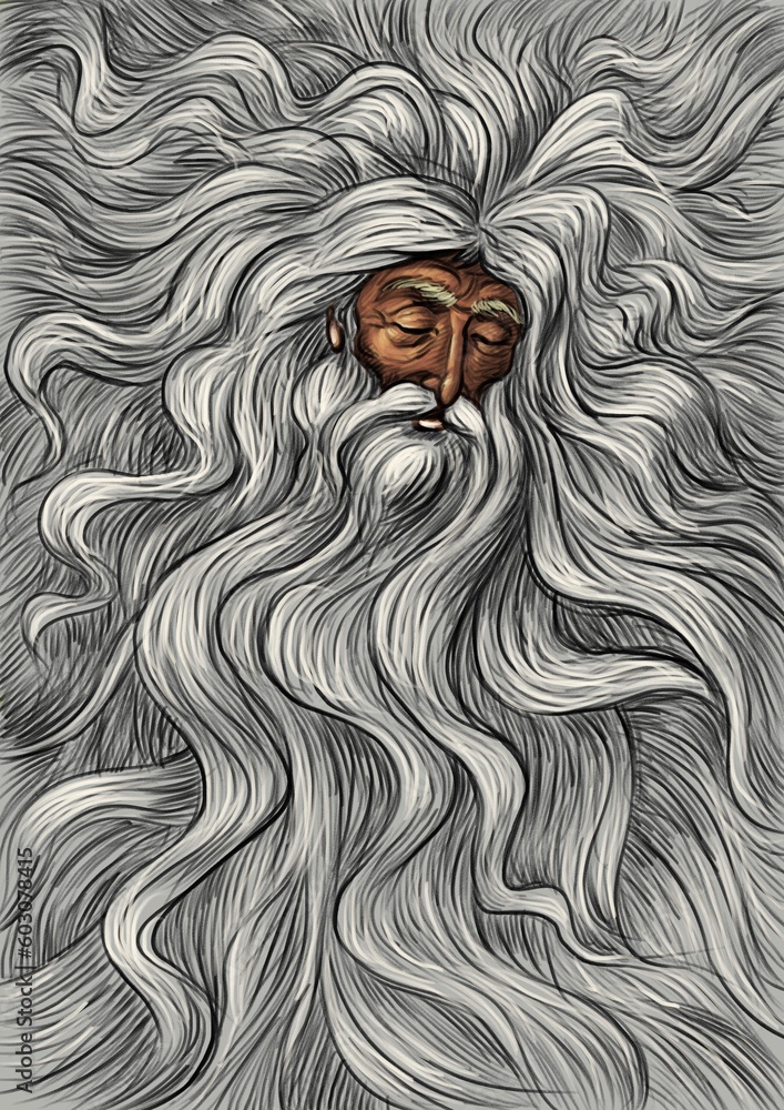 Old god like man with white beard Stock Illustration | Adobe Stock