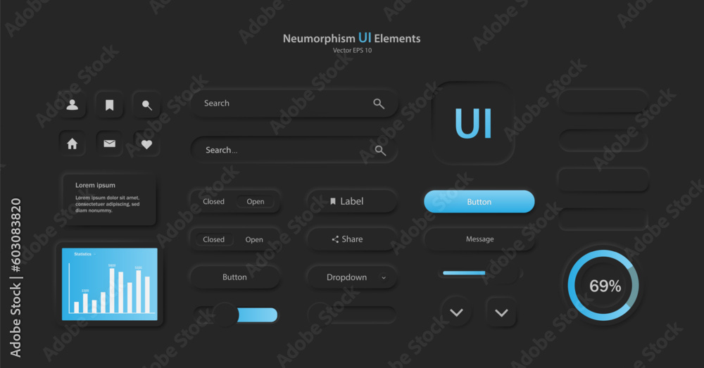 A collection of user interface elements for a mobile application. A set ...