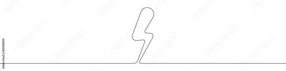 Lightning line continuous drawing vector. One line Lightning vector ...