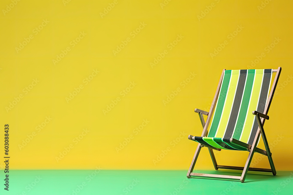 Lounge chair on colored background. Summer vacation concept. Created ...