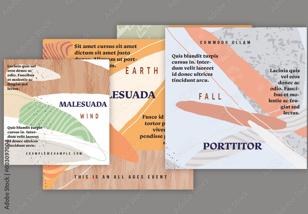 Social Media Square Post Layout Overlapping Blobs Textured With Spots ...