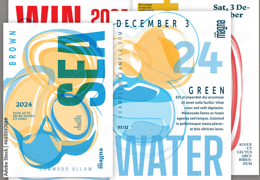 A4 Flyer Art Event Layout with Abstract Watery Shape and Typography ...