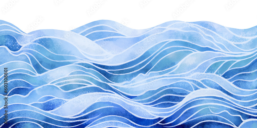 Transparent ocean water wave copy space for text. Isolated blue, teal ...