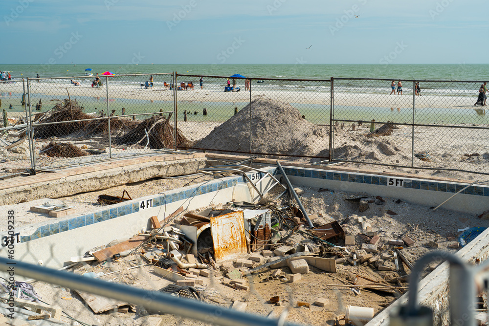 Florida beach after Hurricane Category 4. Hurricane Season. Tropical ...
