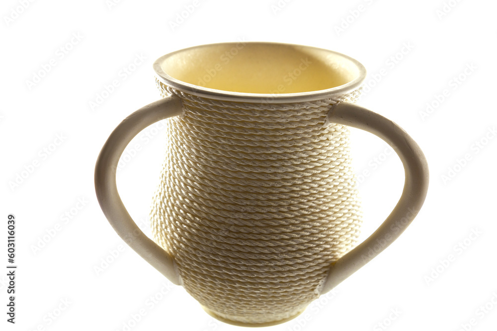 The Ritual Natla. A cup used for ritual hand washing in Judaism. A two ...