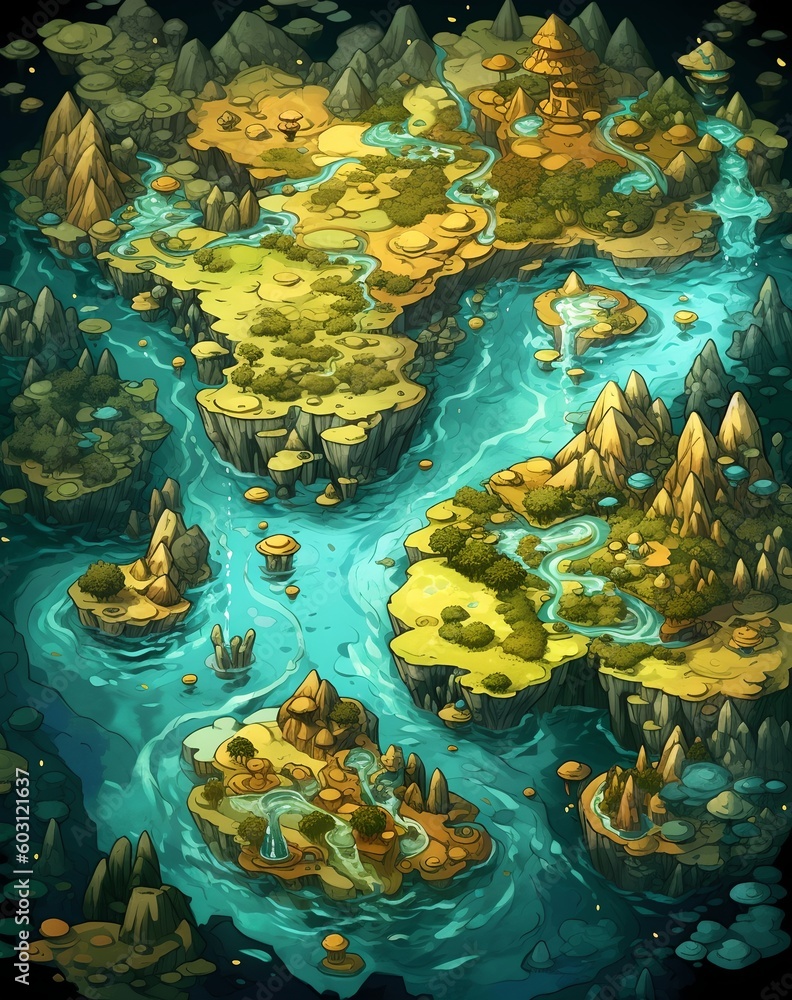 Fantasy map for a game, game board, generative ai Stock Illustration ...