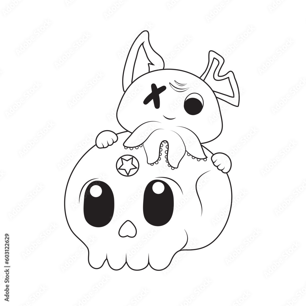 cartoon head.pastel goth cat coloring page Stock Vector | Adobe Stock