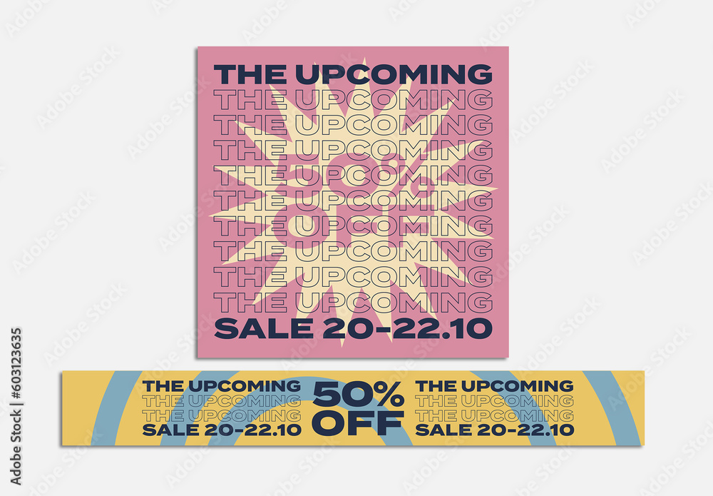 Set of Modern Web Banners Layout with Stacked Type Design Stock ...