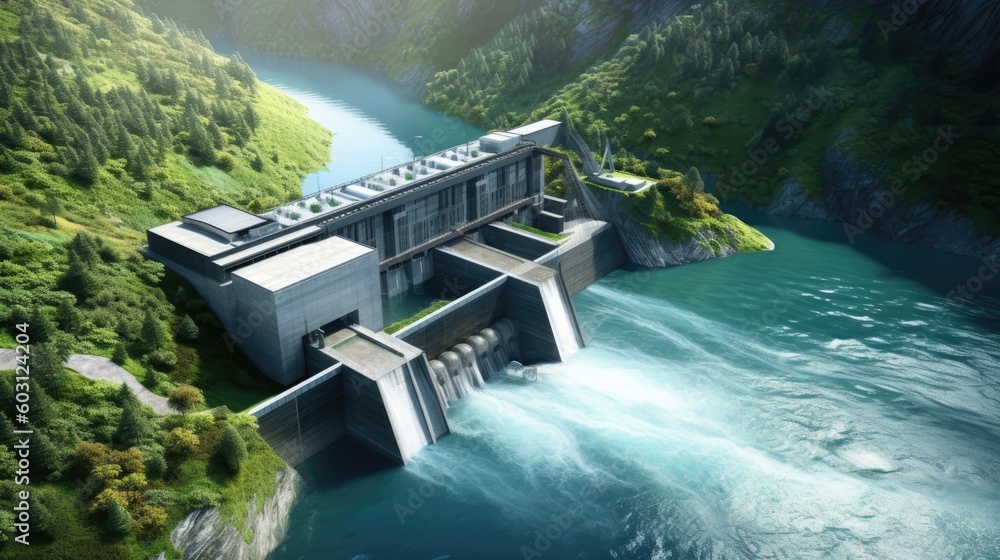 Innovative Illustration of Hydro Energy Concept, Water-Powered ...