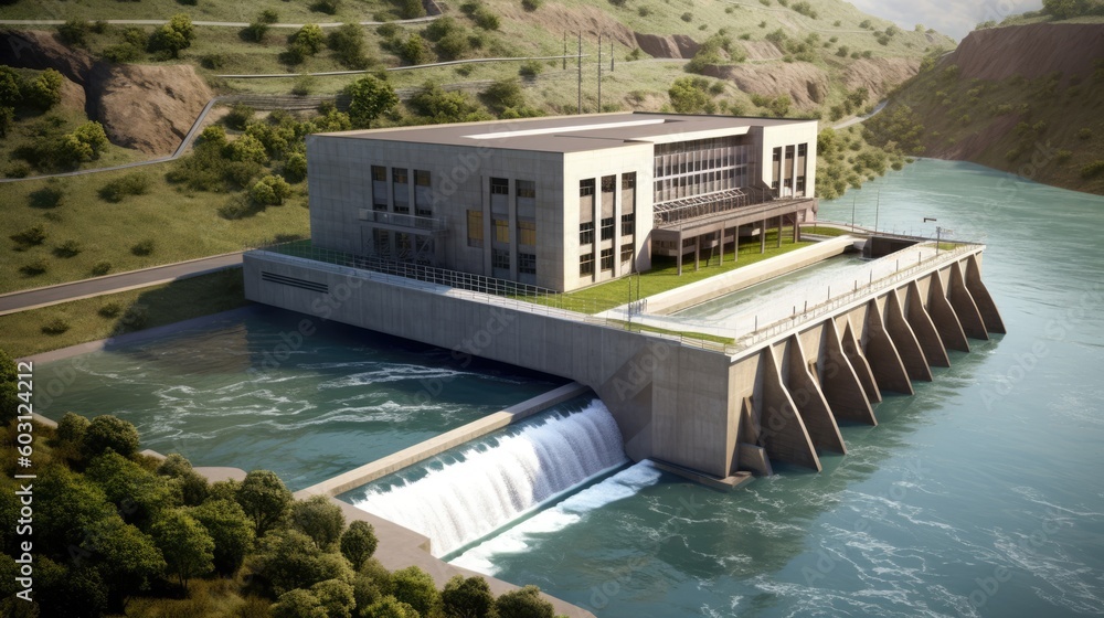 Innovative Illustration of Hydro Energy Concept, Water-Powered ...
