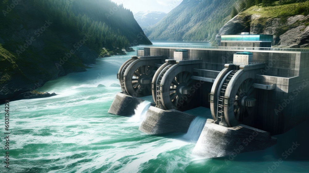 Innovative Illustration of Hydro Energy Concept, Water-Powered ...