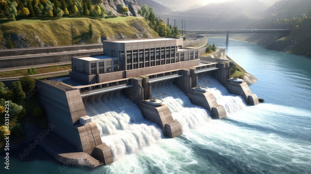 Innovative Illustration of Hydro Energy Concept, Water-Powered ...