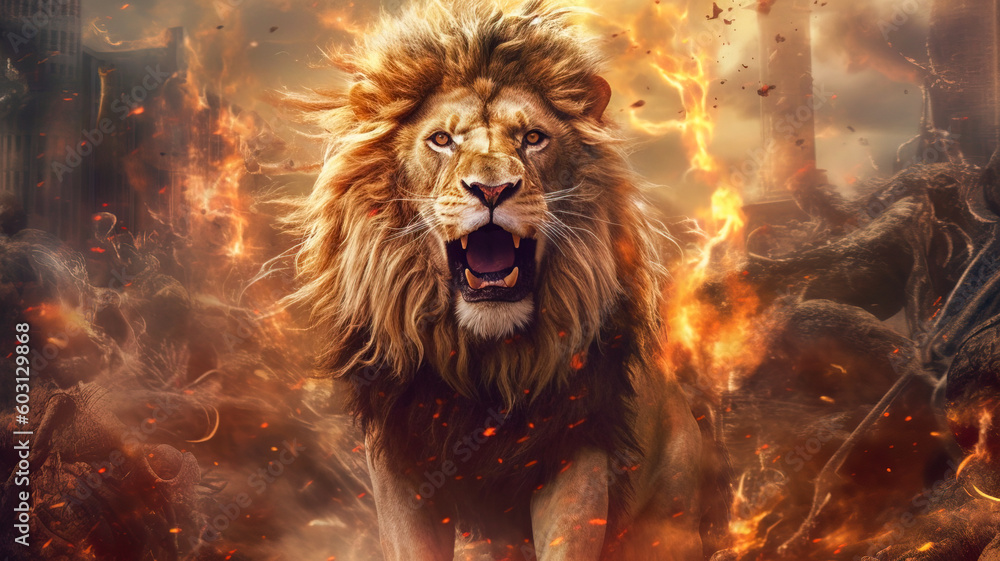 Lion of Judah, exuding strength and power. Christian conceptual ...