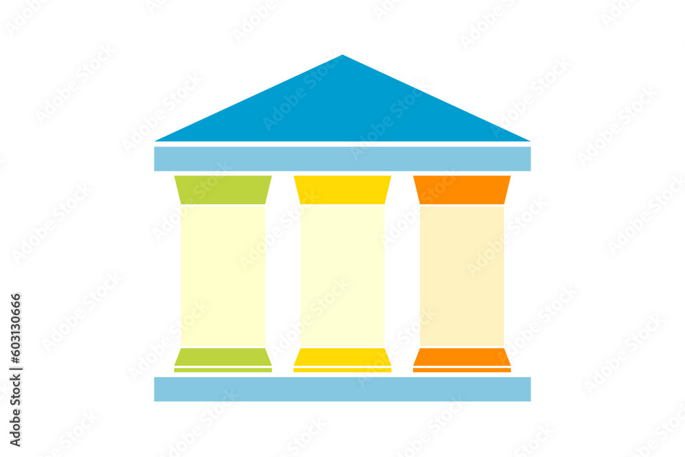 Three pillars diagram. Clipart image isolated on white background Stock ...