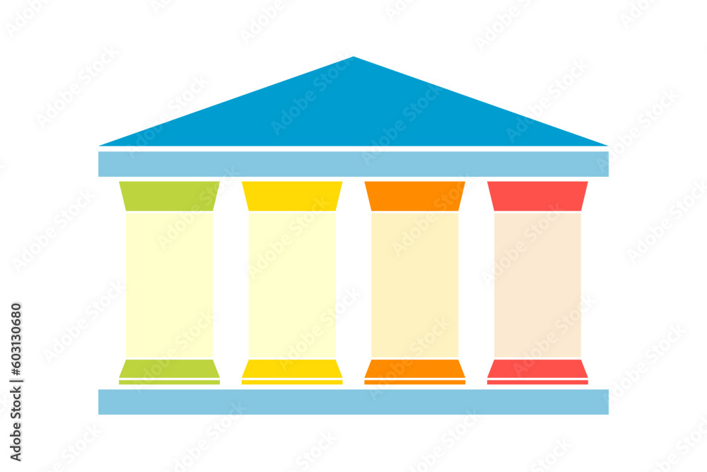 Four pillars diagram. Clipart image isolated on white background Stock ...