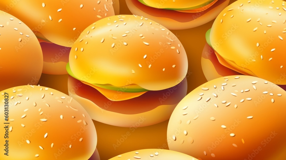 Freshly Baked Hamburger Bun Cartoon Horizontal Background Illustration ...
