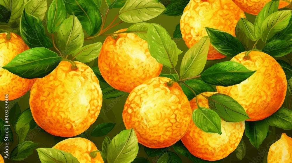 Fresh Organic Ugli Fruit Cartoon Horizontal Background Illustration ...