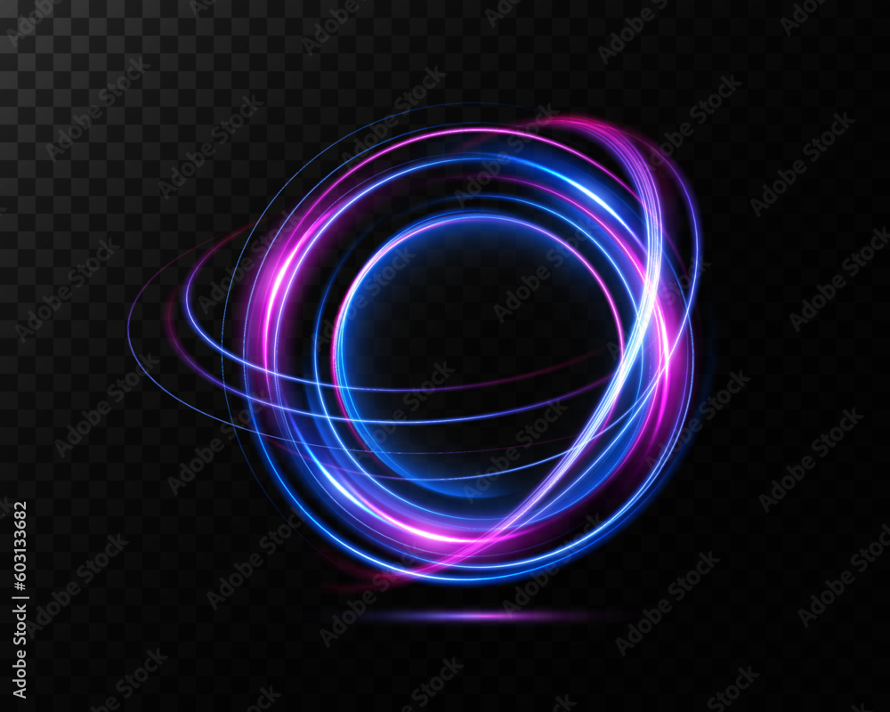 Magic fantasy portal. Round light frame, futuristic teleport. light ...