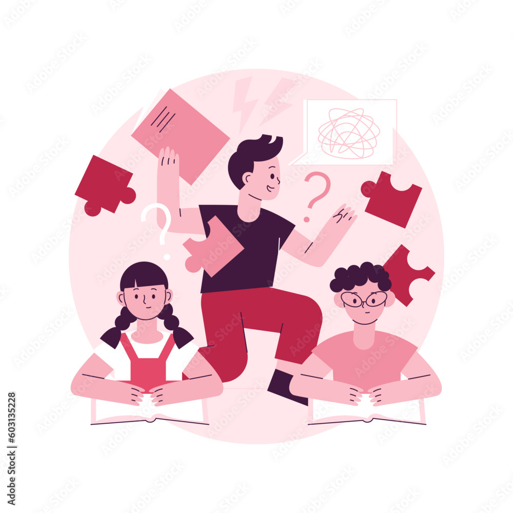 Attention deficit hyperactivity disorder abstract concept vector illustration. Developmental ...