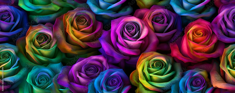 Seamless rainbow roses pattern design. wallpaper background created ...