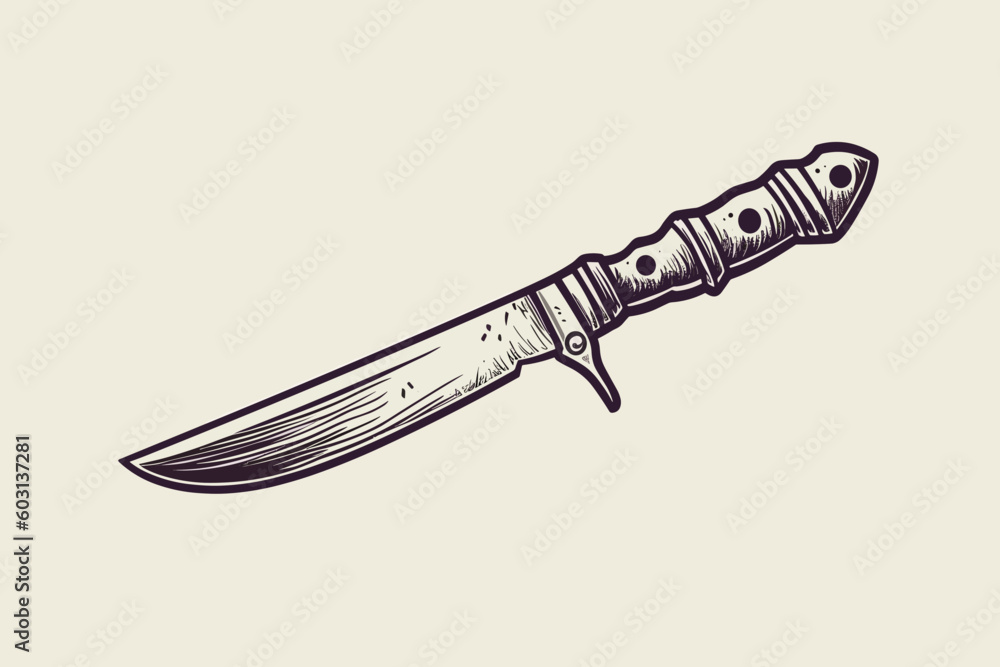 Doodle inspired Machete, cartoon sticker, sketch, vector, Illustration ...