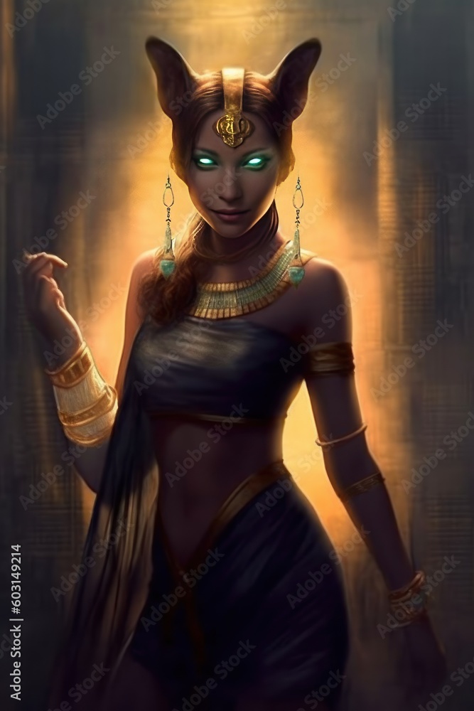 Bastet Egyptian Goddess Mythology- Concept Art Stock Illustration | Adobe Stock