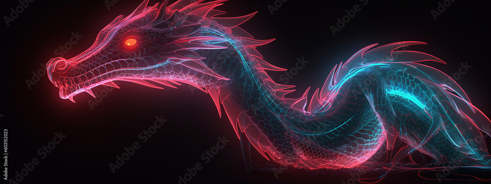 neon, dragon, light, smoke, fractal, art, energy, wave, design, flame ...