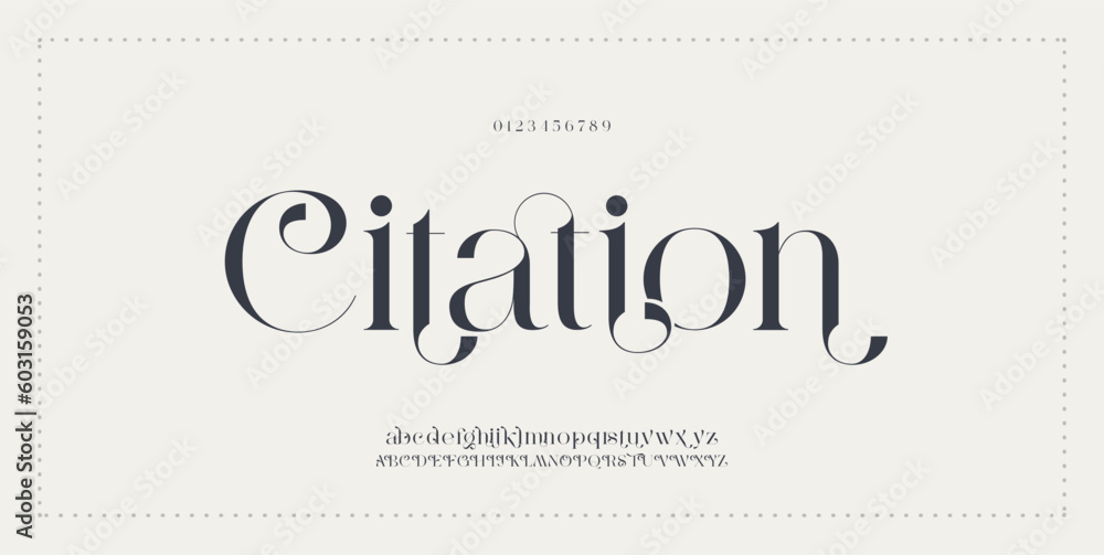 Vetor de Citation Luxury wedding alphabet letters font with tails ...