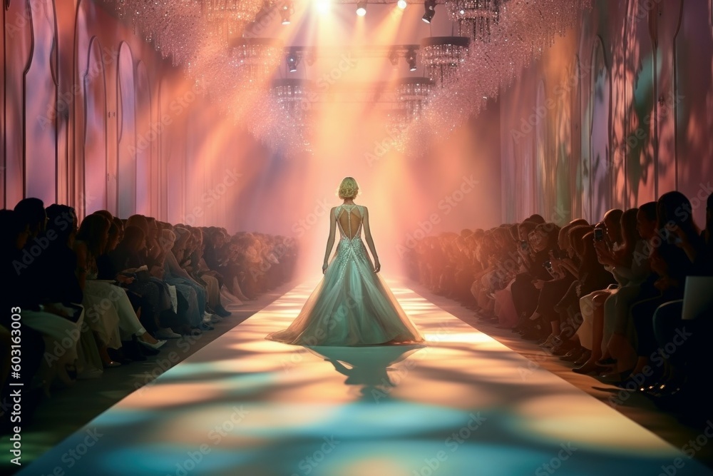 Runway and catwalk of top models at the fashion week. AI generated ...