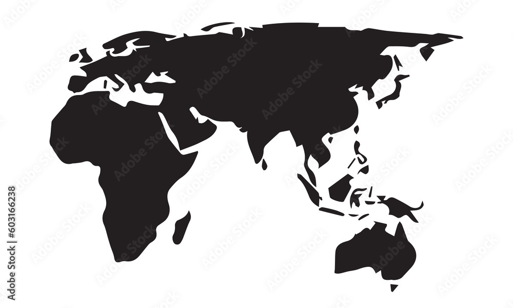 A map of the world silhouette design. Stock Vector | Adobe Stock