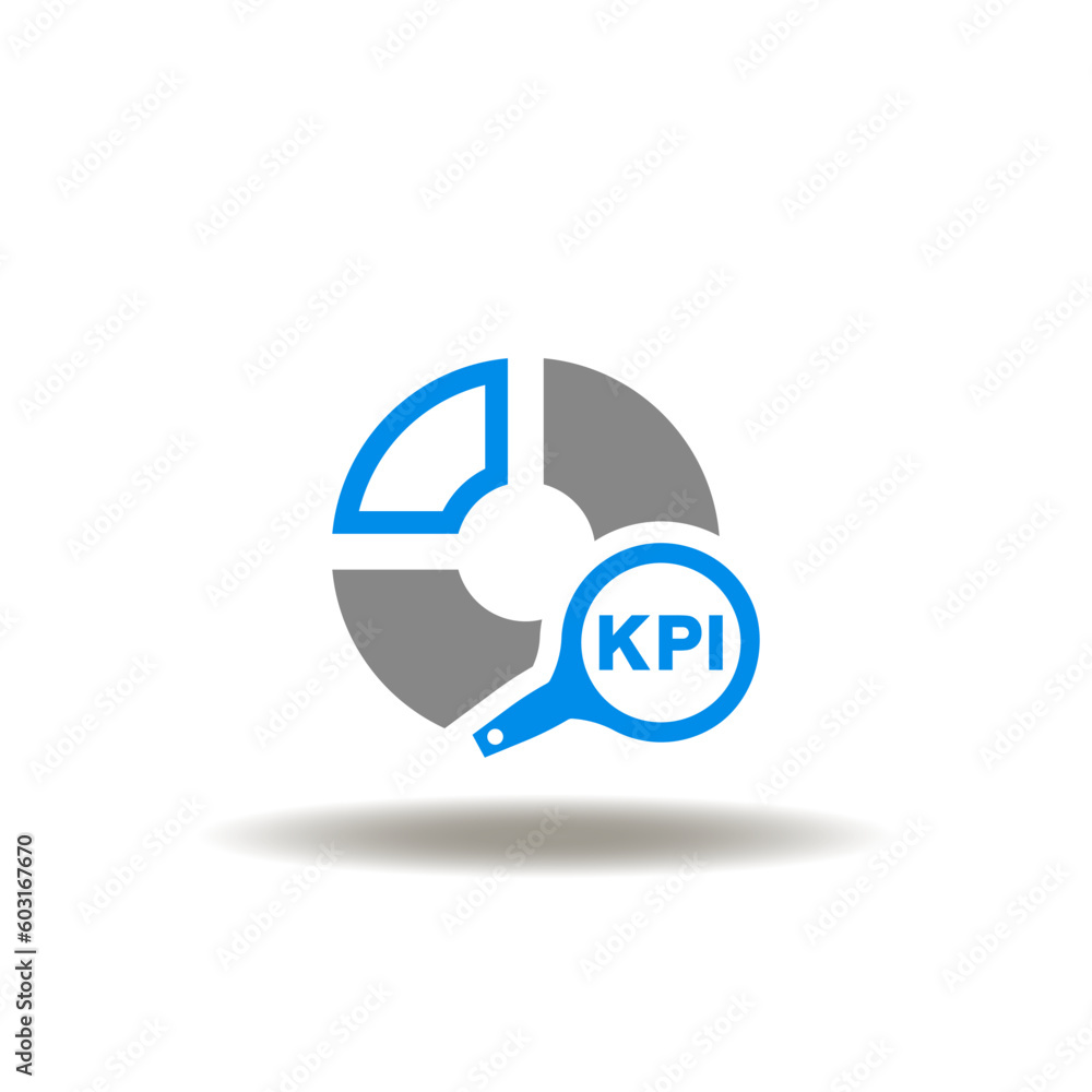 Vector illustration of diagram with sectors and magnifier with KPI ...