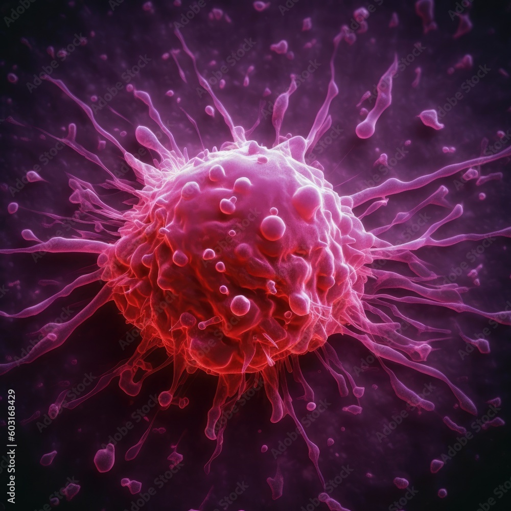 Cancer cells and cancerous malignant cell tumour growth in a human body ...