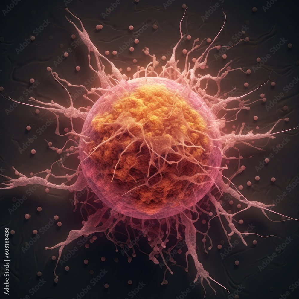 Cancer cells and cancerous malignant cell tumour growth in a human body ...
