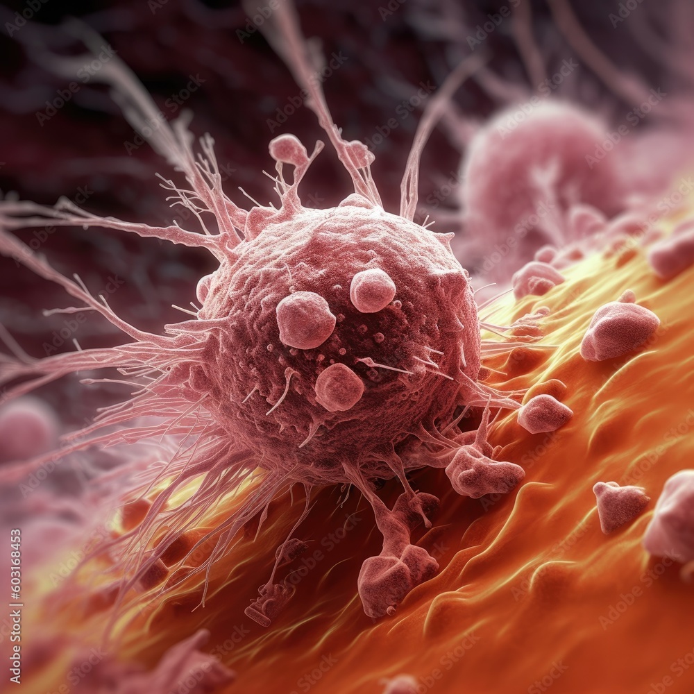 Cancer cells dividing malignant tumor cancerous cell spread in a human ...