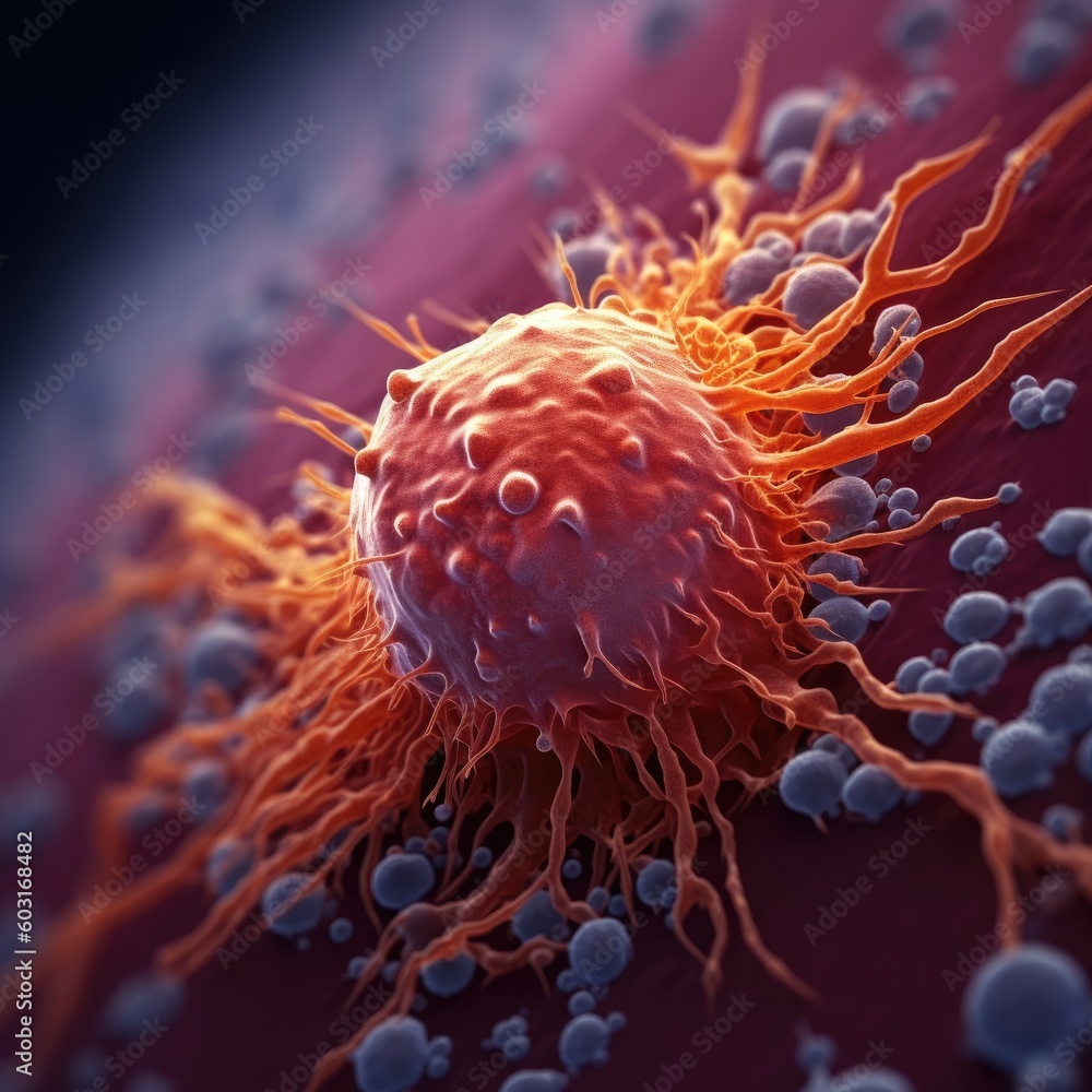 Cancer cells dividing malignant tumor cancerous cell spread in a human ...