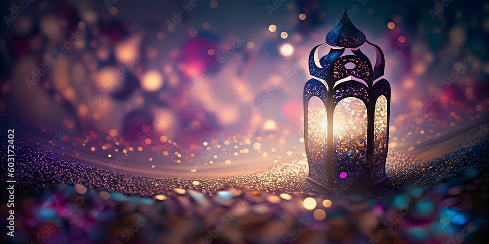 Islamic background in digital painting style with free space for your ...