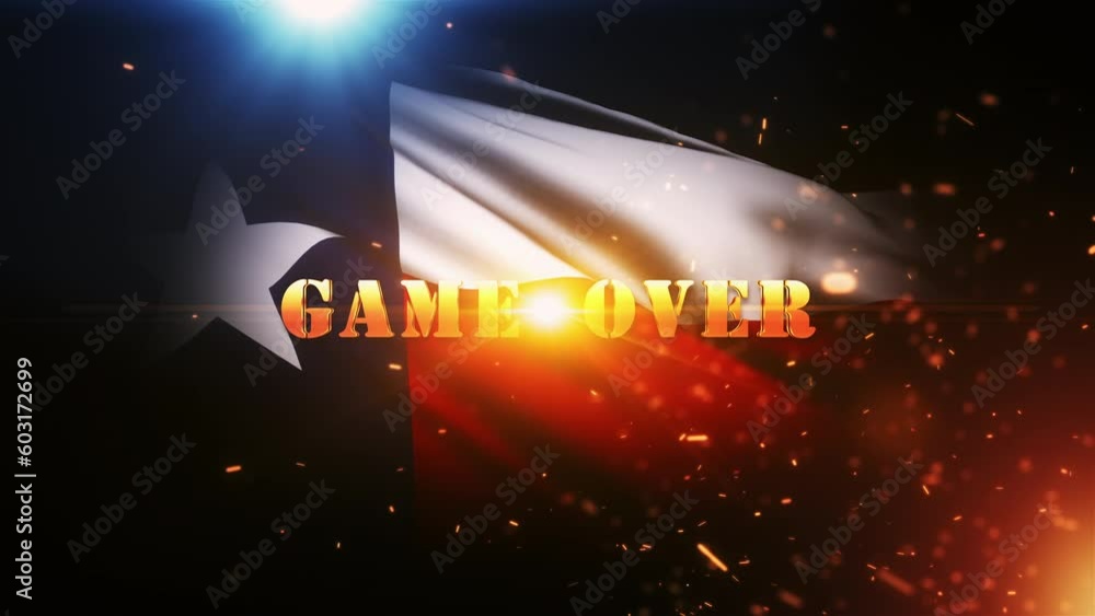Game Over gold text motion with fire burst and golden particles ...