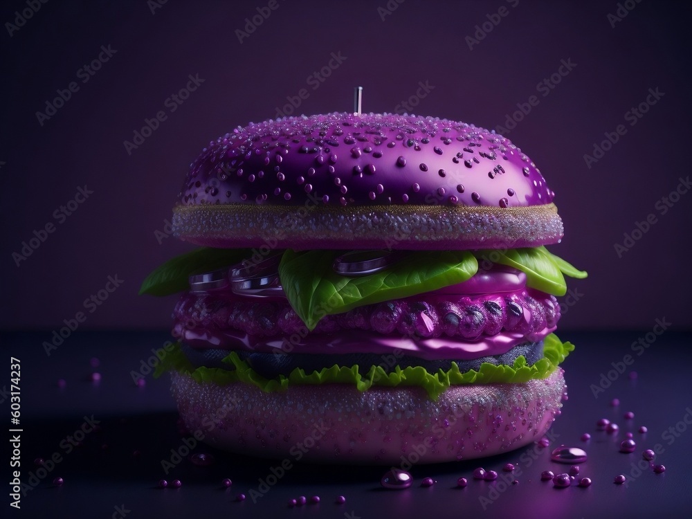 Generative AI, Artificial Hamburger Burger fast food,with jewels and ...