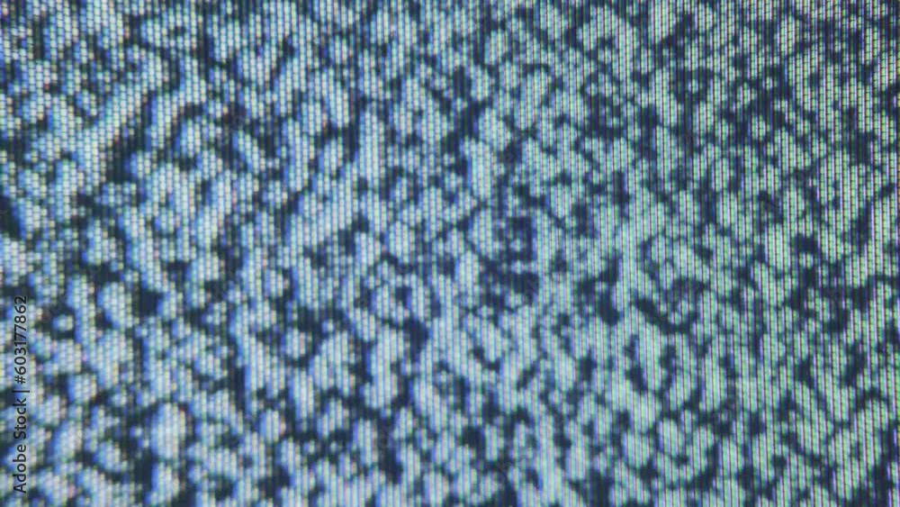 noise pattern close up of a crt tv screen. Glitches and interference ...