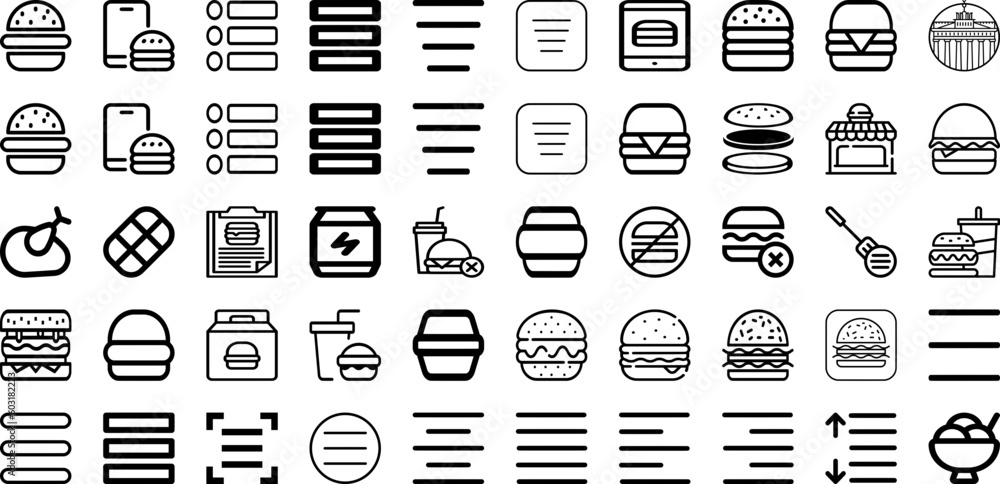 Set Of Burger Icons Collection Isolated Silhouette Solid Icons ...