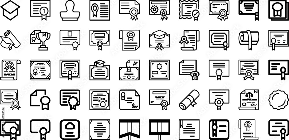 Set Of Certificate Icons Collection Isolated Silhouette Solid Icons ...
