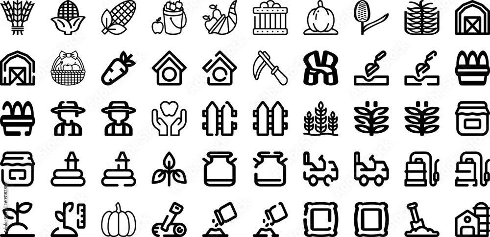 Set Of Harvest Icons Collection Isolated Silhouette Solid Icons ...