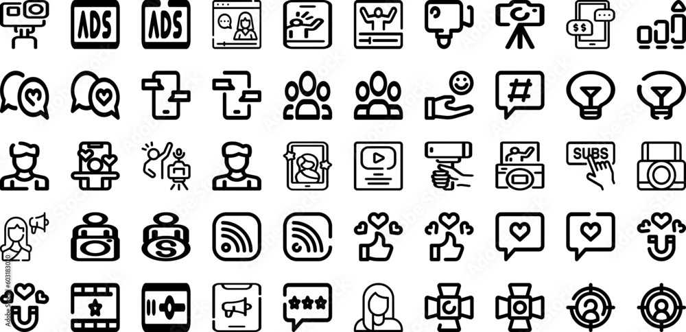 Set Of Influencer Icons Collection Isolated Silhouette Solid Icons ...