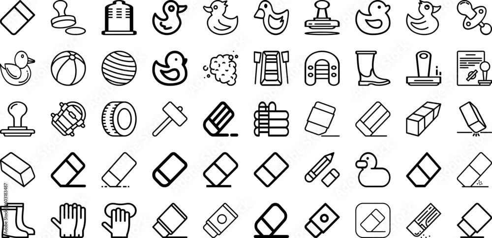 Set Of Rubber Icons Collection Isolated Silhouette Solid Icons ...