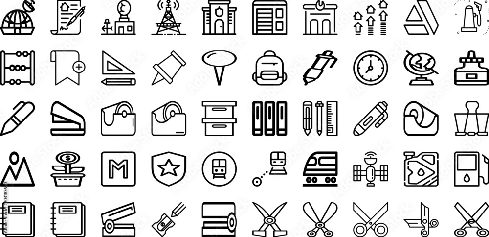 Set Of Station Icons Collection Isolated Silhouette Solid Icons ...