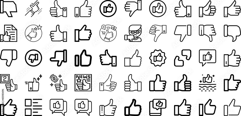 Set Of Thumb Icons Collection Isolated Silhouette Solid Icons Including ...