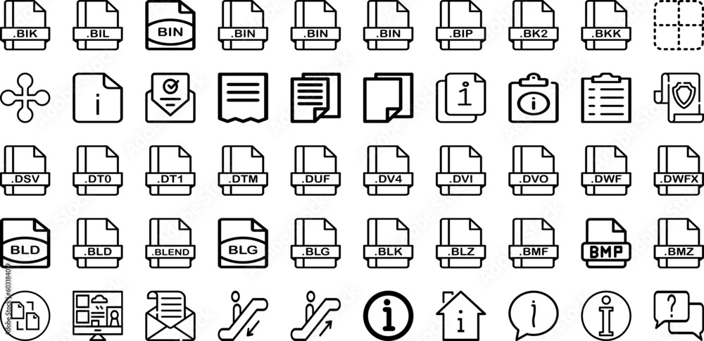 Set Of Format Icons Collection Isolated Silhouette Solid Icons ...