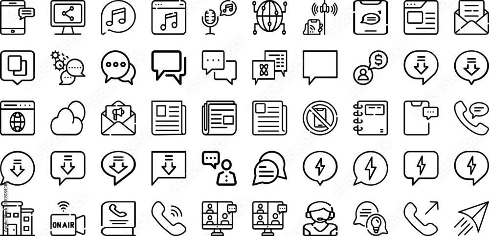 Set Of Communication Icons Collection Isolated Silhouette Solid Icons ...