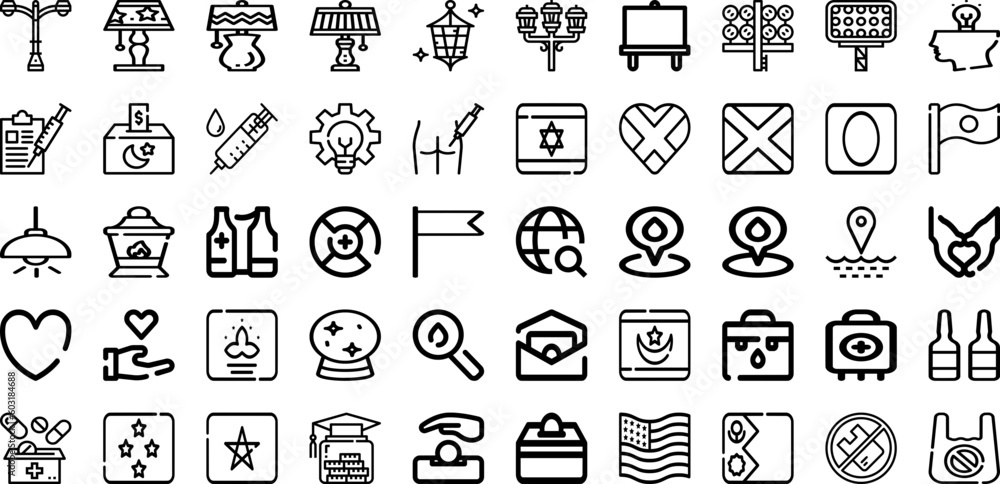 Set Of Nation Icons Collection Isolated Silhouette Solid Icons ...