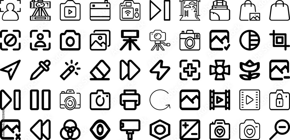 Set Of Photograph Icons Collection Isolated Silhouette Solid Icons ...